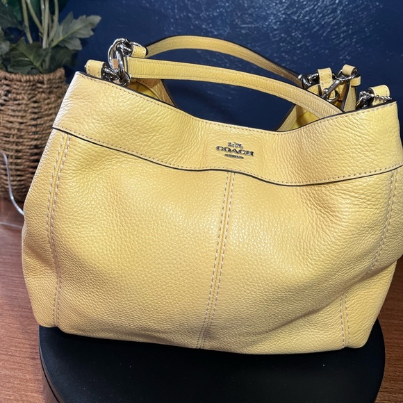 Coach | Bags | Coach Yellow Pebble Leather Satchel Crossbody Bag | Poshmark